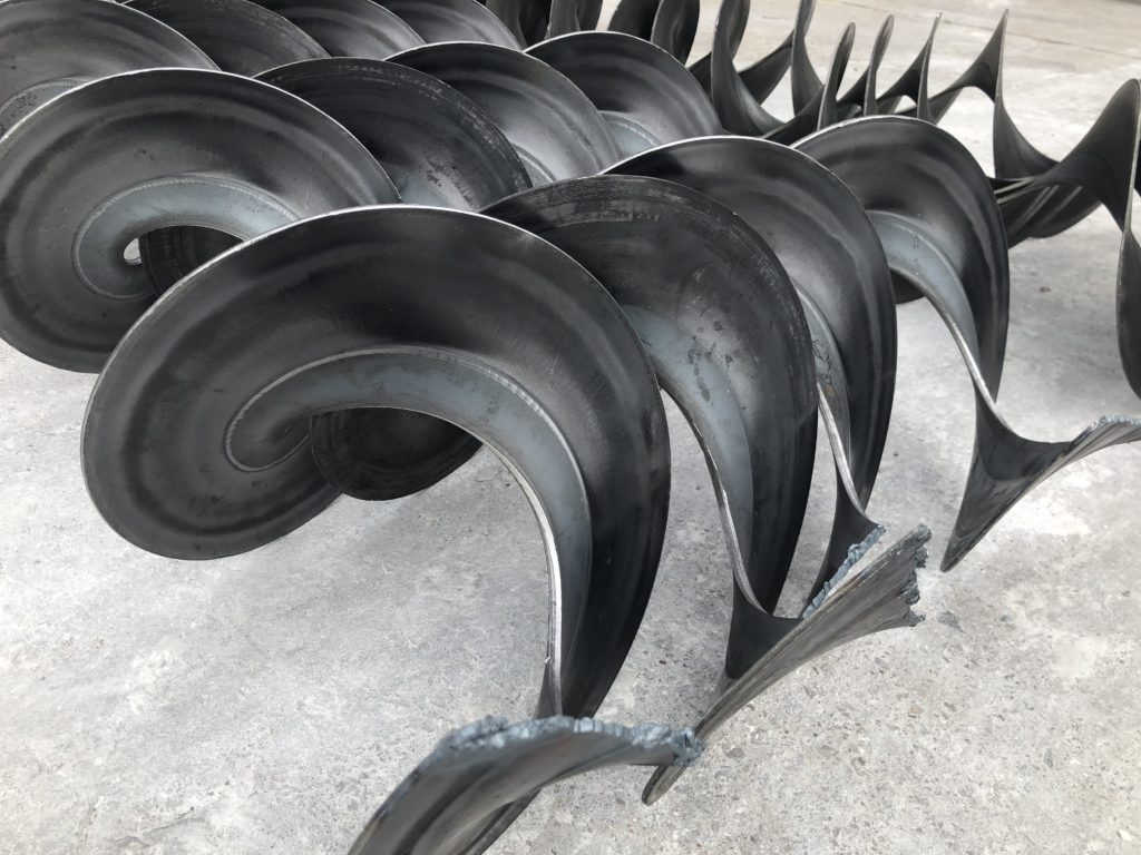 Screw Flighting, 12" Diameter, 12" Pitch, 3 1/2" ID for 3" Pipe, 1/8 ...