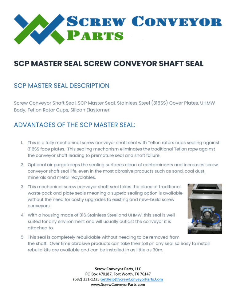 SCP Master Seal Specifications